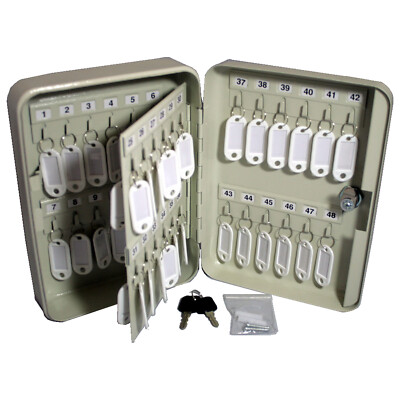 TAN Locking Wall Mount 48 Key Safe Hook Cabinet Box Auto Lock Index | eBay