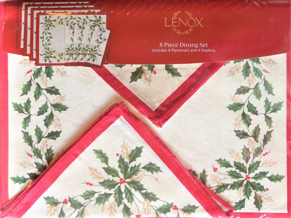 Lenox Holiday Jacquard Linen Collection ~~ Placemats/Napkins Set ...