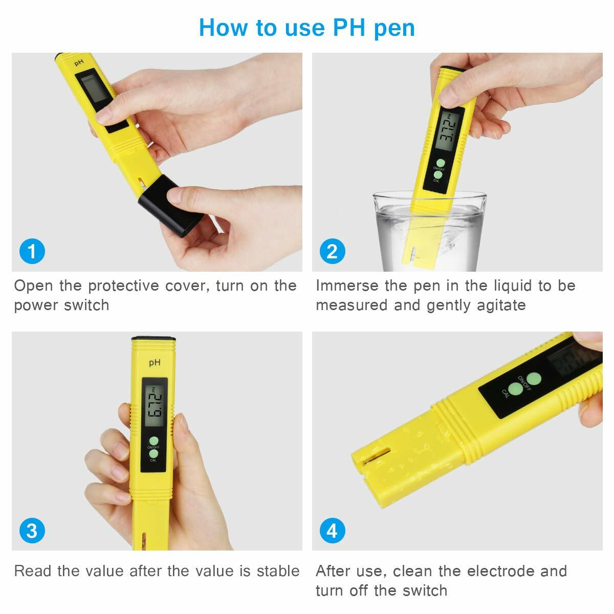 2xDigital PH Tester 0.01 High Accuracy PH Meter for Water, 0-14.0PH ...