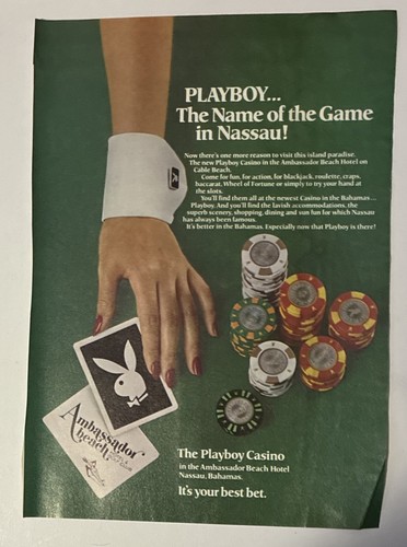 Vintage 1978 Original Color Print Ad For The Playboy Casino+Bonus ...