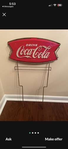 VINTAGE 1950'S COCA-COLA FISHTAIL COKE SODA METAL DISPLAY RACK SIGN | eBay