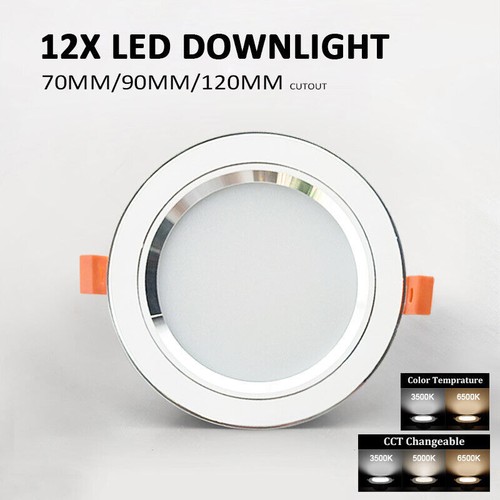 12X LED Downlight 70/90/120mm AU Plug Warm/Cool White/Tri Colour ...