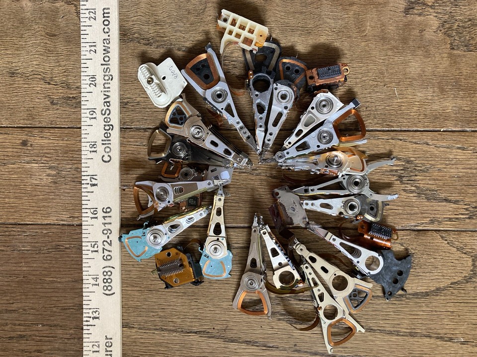 Scrap Hard Drive Parts 5 Spacers 5 Platters 19 Arms Arts Crafts ...
