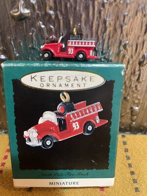 1993 Hallmark Keepsake North Pole Fire Truck Miniature Ornament - NEW ...