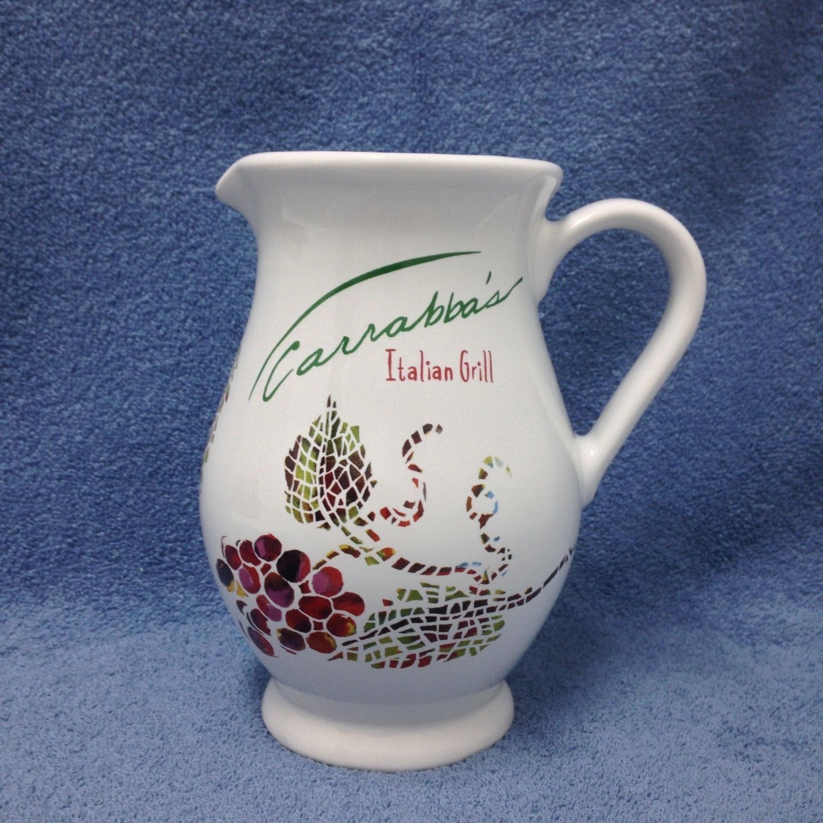 HALL 2455 CARRABBA'S ITALIAN GRILL CERAMIC PITCHER JUG 7 1/2" T MADE IN ...