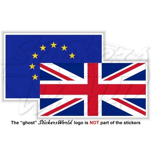 EUROPEAN UNION-UK Flag Pair Europe-United Kingdom EU-British 125mm ...