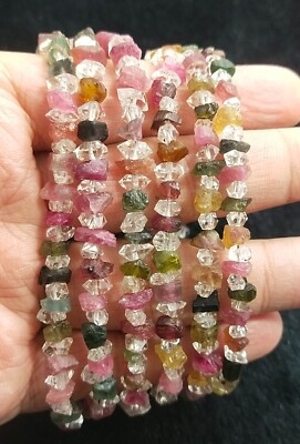 Natural Multi Color Raw Tourmaline Bracelets | eBay