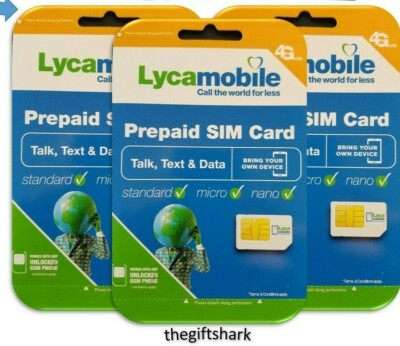 FAMILY PACK (3) LYCAMOBILE LYCA MOBILE PLUS TRIO SIM CARD NANO MICRO ...