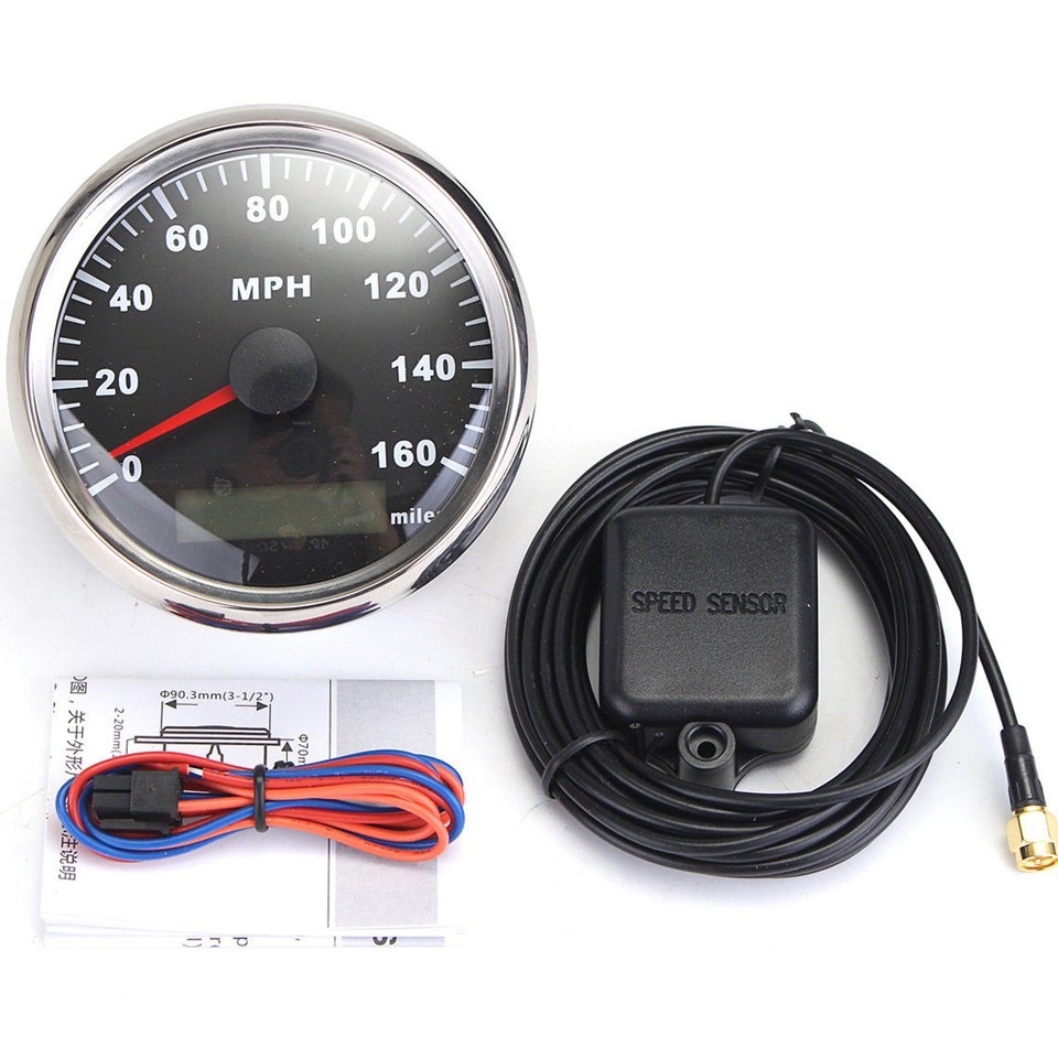 85MM GPS Speedo 160MPH Odometer +85MM Tacho RPM8000 Pulse Signals Black ...
