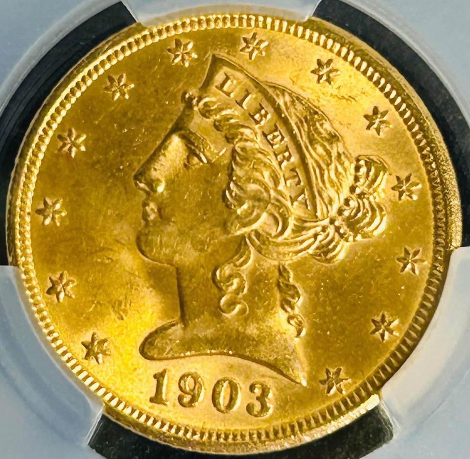 1903 S Five Dollars $5 Coronet Liberty Head Half Eagle Gold Coin MS 64 ...