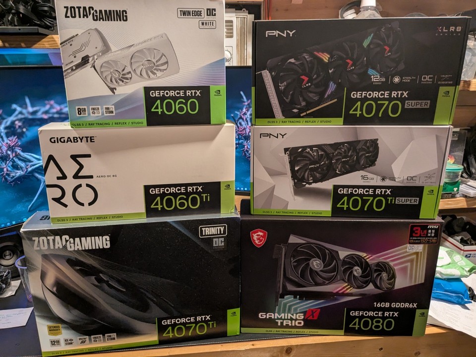 Lot of 43 Different GPU Boxes (nVidia, Radeon, Intel, RTX 5090, etc ...