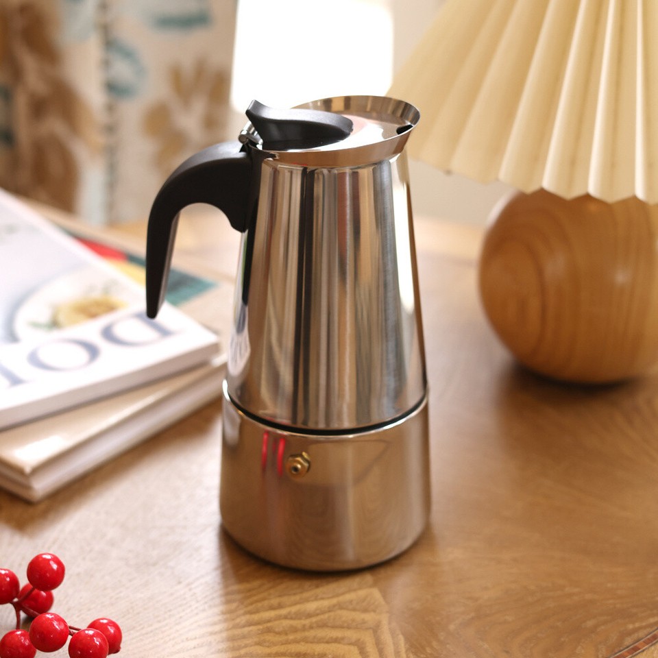 Moka Coffee Pot Stainless Steel Espresso Maker Stovetop Induction Hob ...