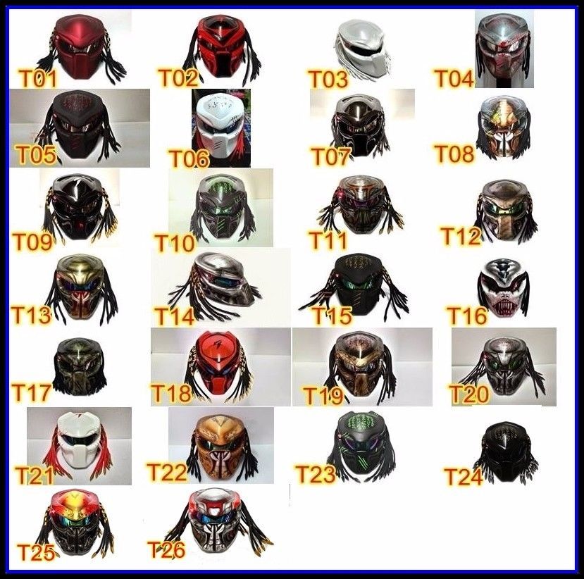 Predator Motorcycle Custom Helmets Matt Black Big Bike ATV Gear Tri ...