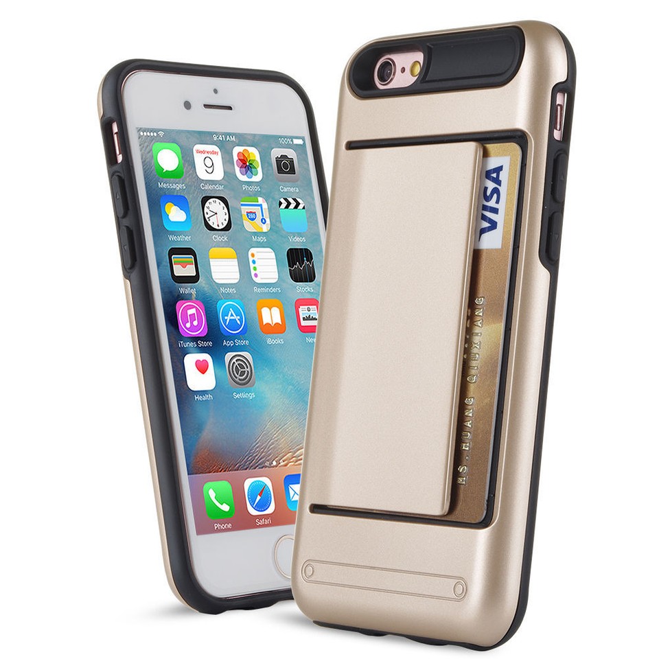 CLIP Case iPhone 4 5 6 S 7 8 Plus Credit Card Storage Wallet Apple Slot ...