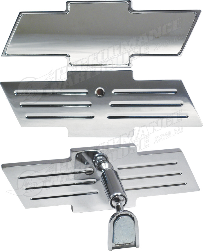 Cal Custom Chevy Bowtie Rear View Interior Mirror Ball Milled Design ...