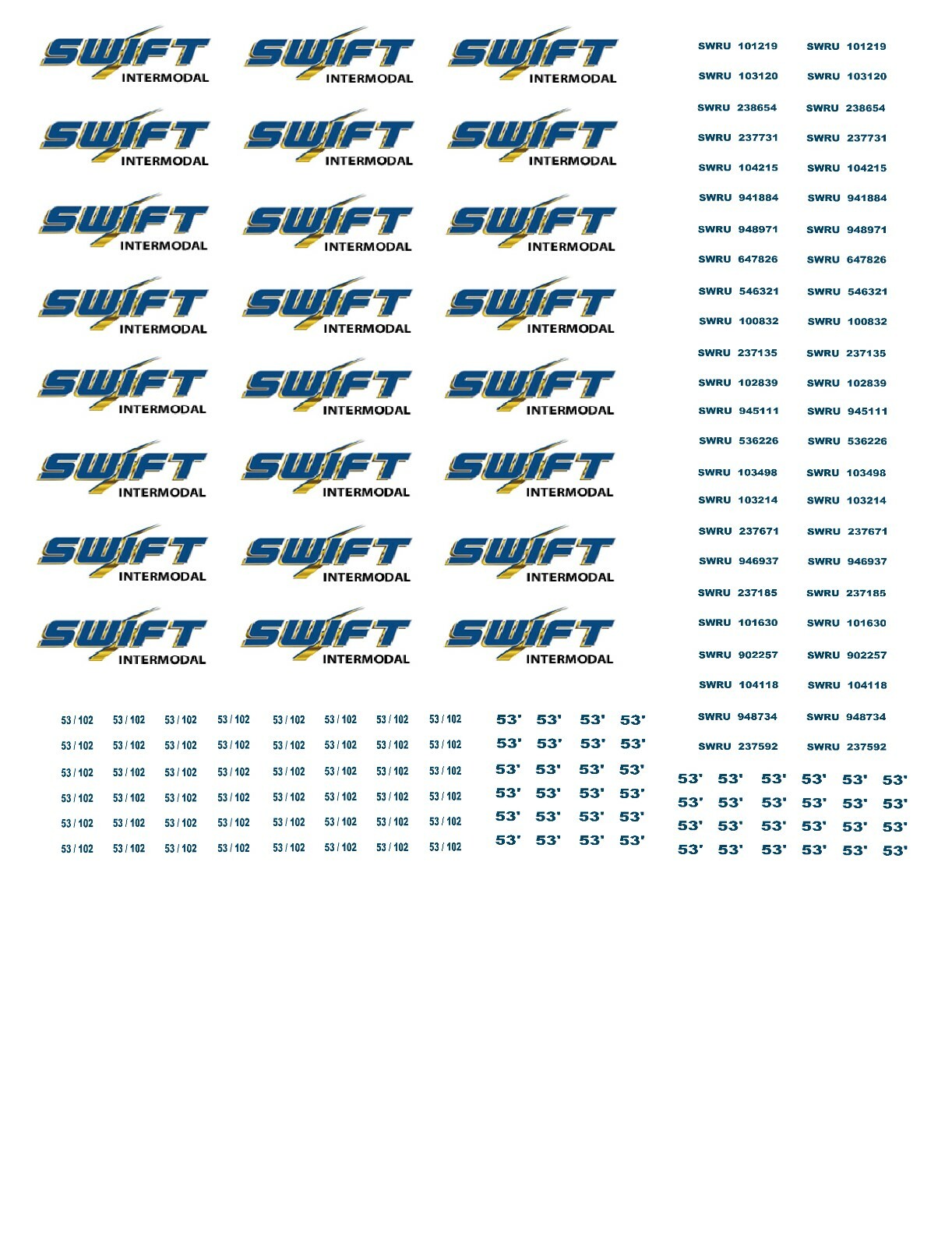 HO Scale Container Decals. " Swift Intermodal " | eBay