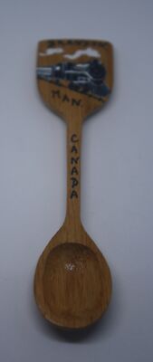 VTG. BRANDON MAN. HANDPAINTED WOOD SPOON TRAIN GRAPHIC SP-1259 | eBay