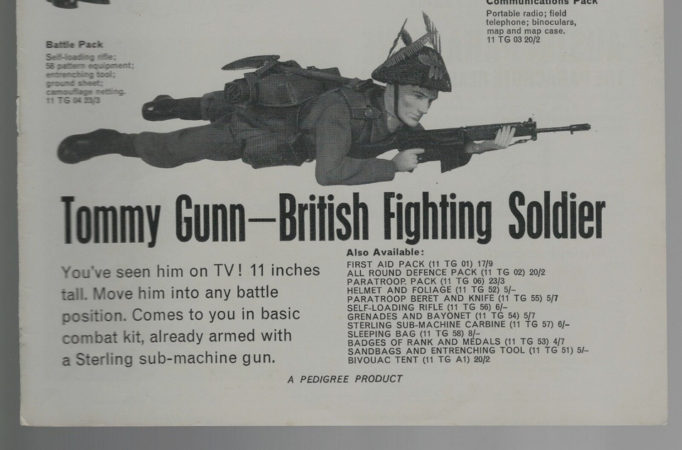 1966 TOMMY GUNN advertisement from Britain UK version of GI Joe print ...