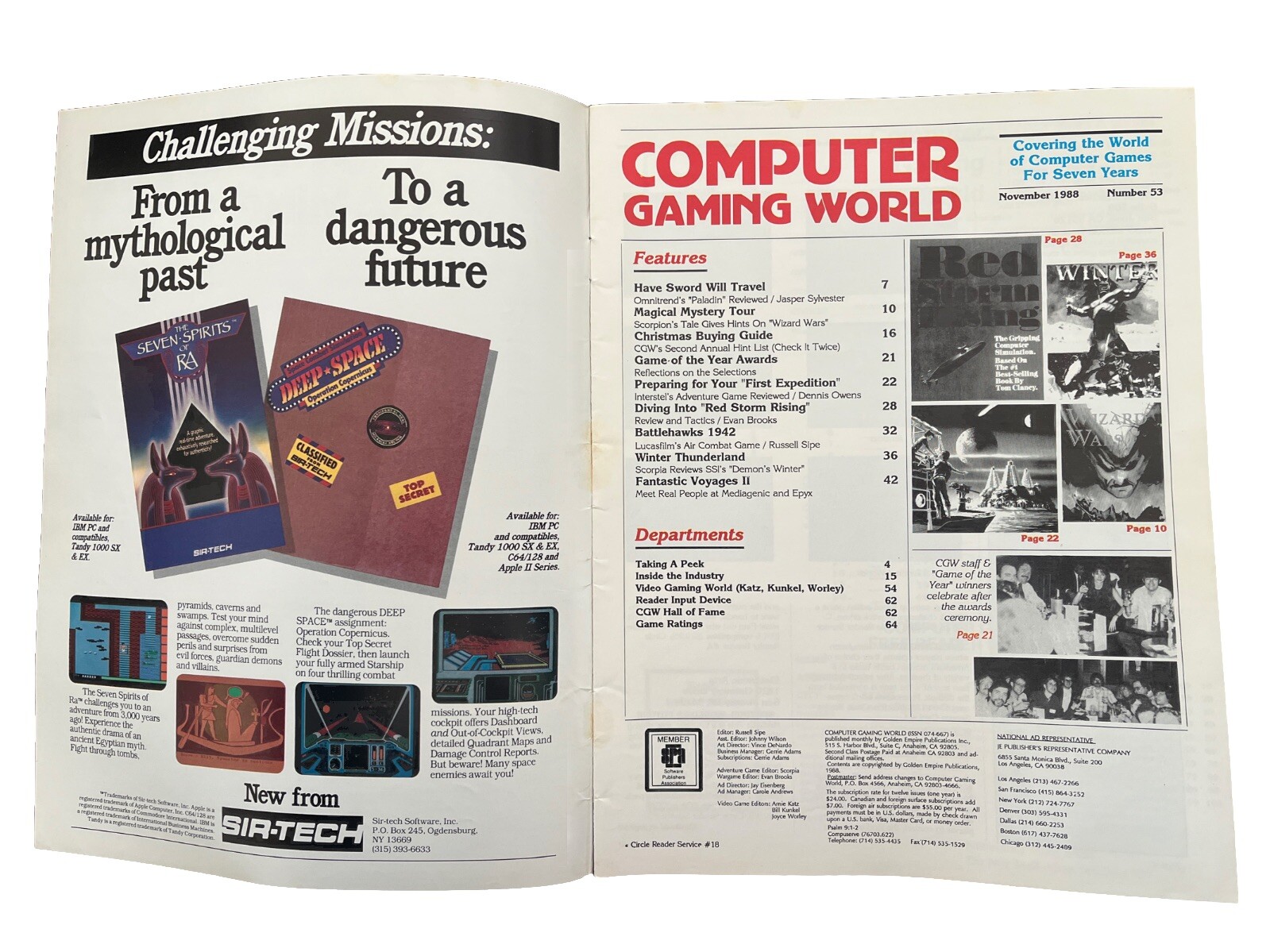 Computer Gaming World Strategy Magazine #53 Nov 1988 Christmas Buying ...