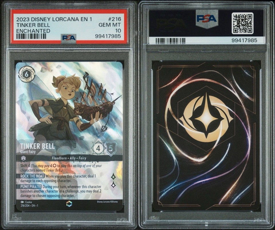 2023 DISNEY LORCANA EN TINKER BELL #216 ENCHANTED ENGLISH PSA 10 GEM ...
