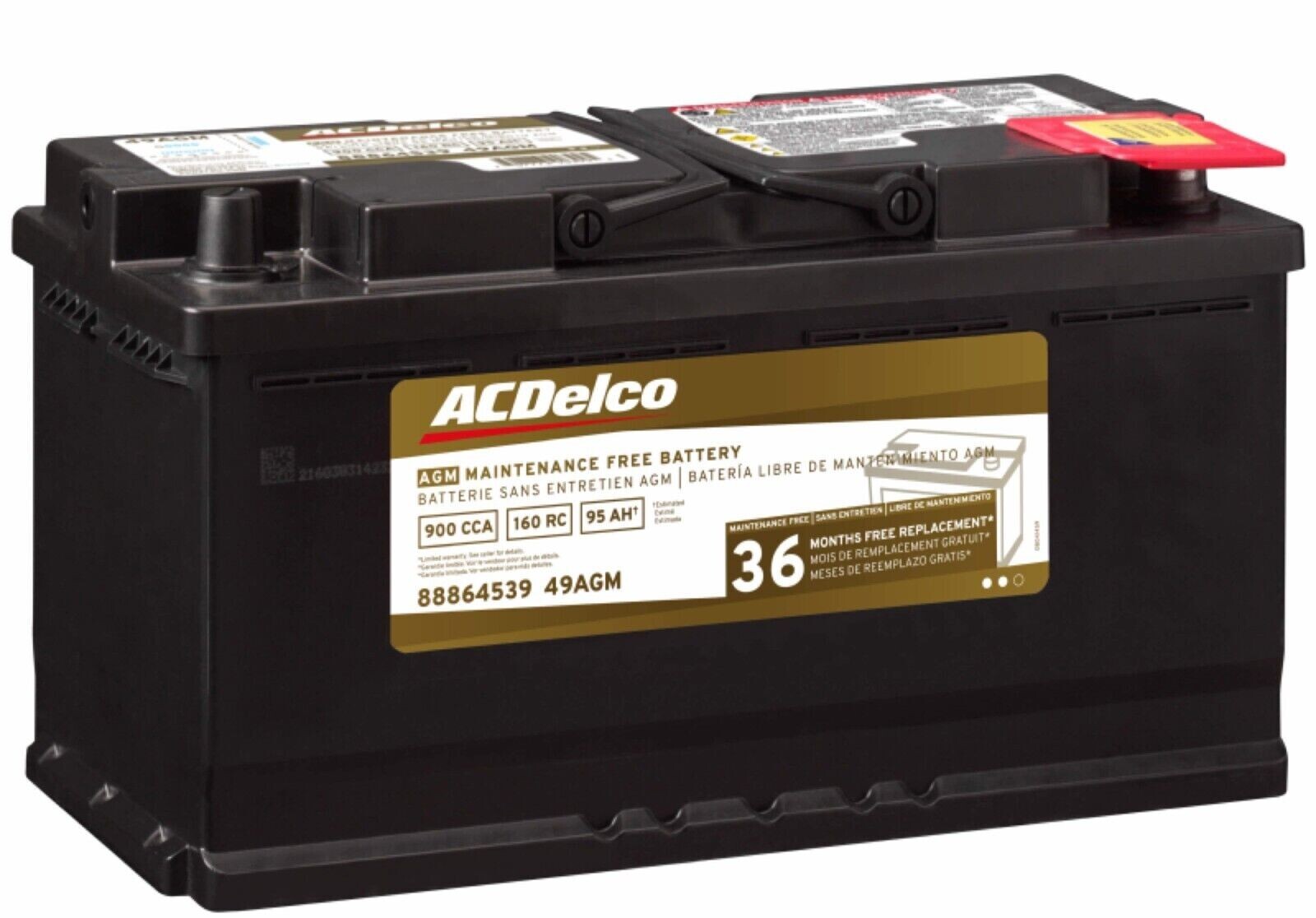 Brand New 12V Battery AcDelco Universal AGM 90 Amp CCA 900 160 Reserve ...