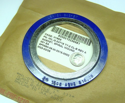 LEADER GASKET 2"-150# NOS SPIRAL WOUND FLANGE GASKET 4-1/8" OD 2-3/4 ...