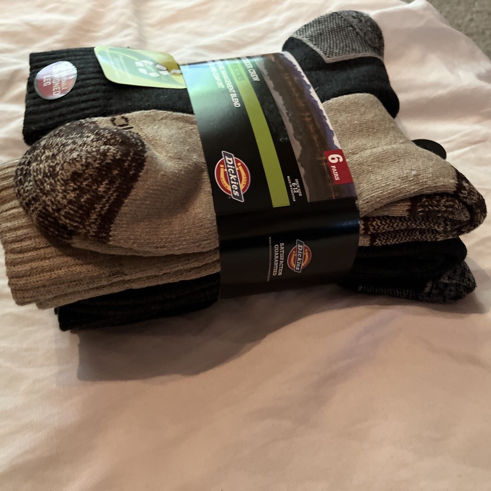 Dickies Men's Dri-tech Moisture Control Crew Socks, Sizes 6-12 , Multi ...