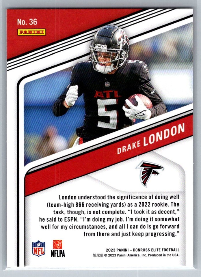 2023 Panini Donruss Elite #36 Drake London Atlanta Falcons Football ...
