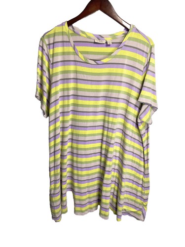 LOGO Lori Goldstein Women’s Striped Retro Colorful Glitter Tunic Top Sz ...