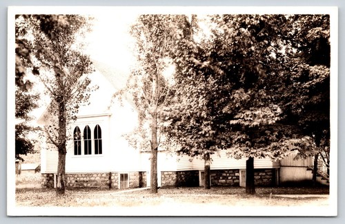 Garland MI Congregational Church~Trio of Windows~Stone Foundation RPPC ...