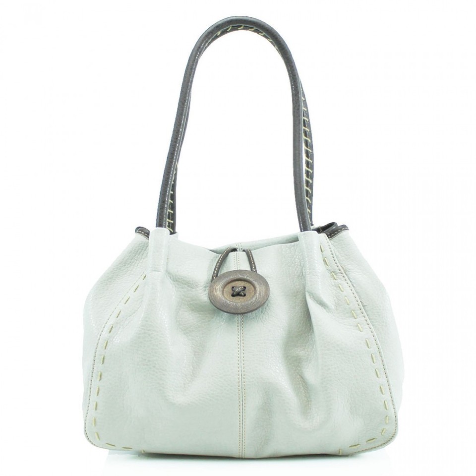 Women Shoulder Bag Large Wooden Button Front Twin Large Handles Hand ...