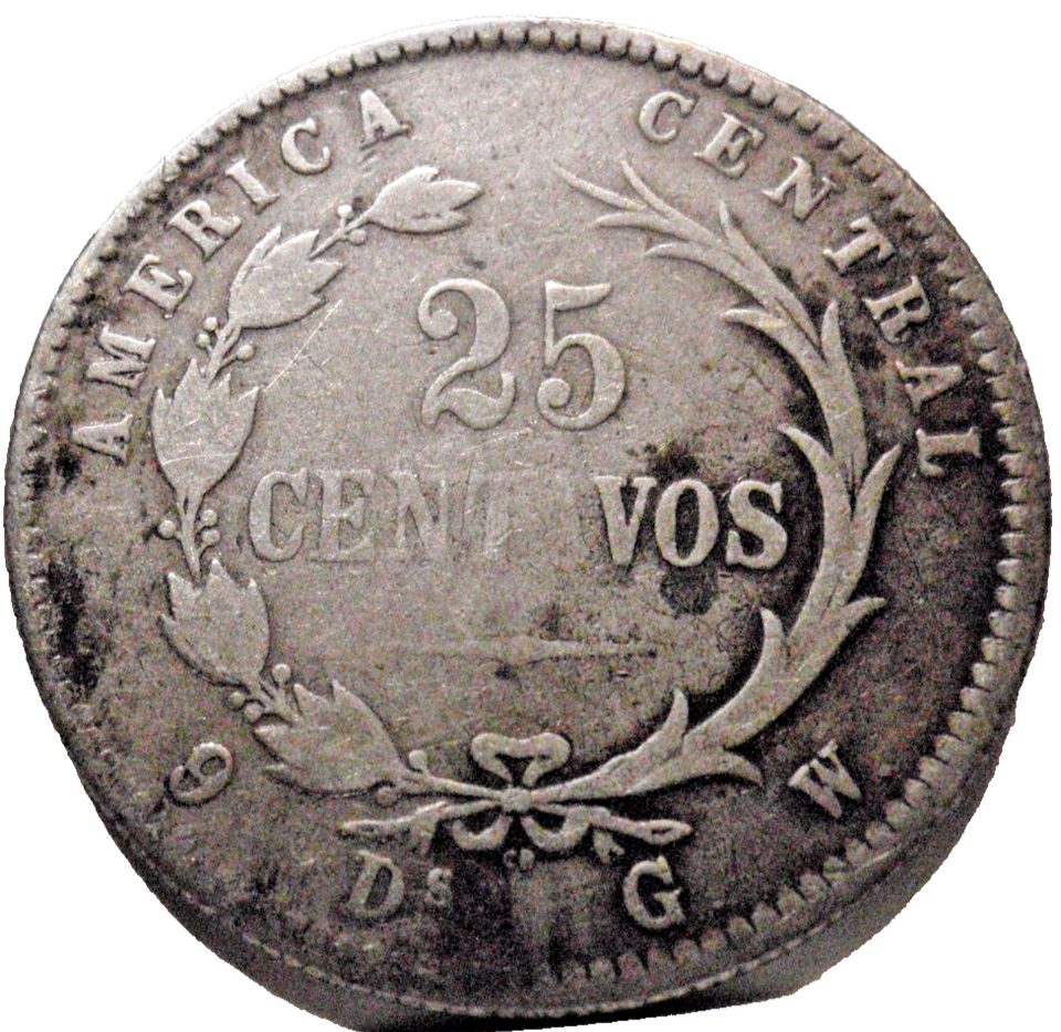 1887 9Ds GW Costa Rica 25 Centavos KM# 127.2 Silver! Scarce! | eBay