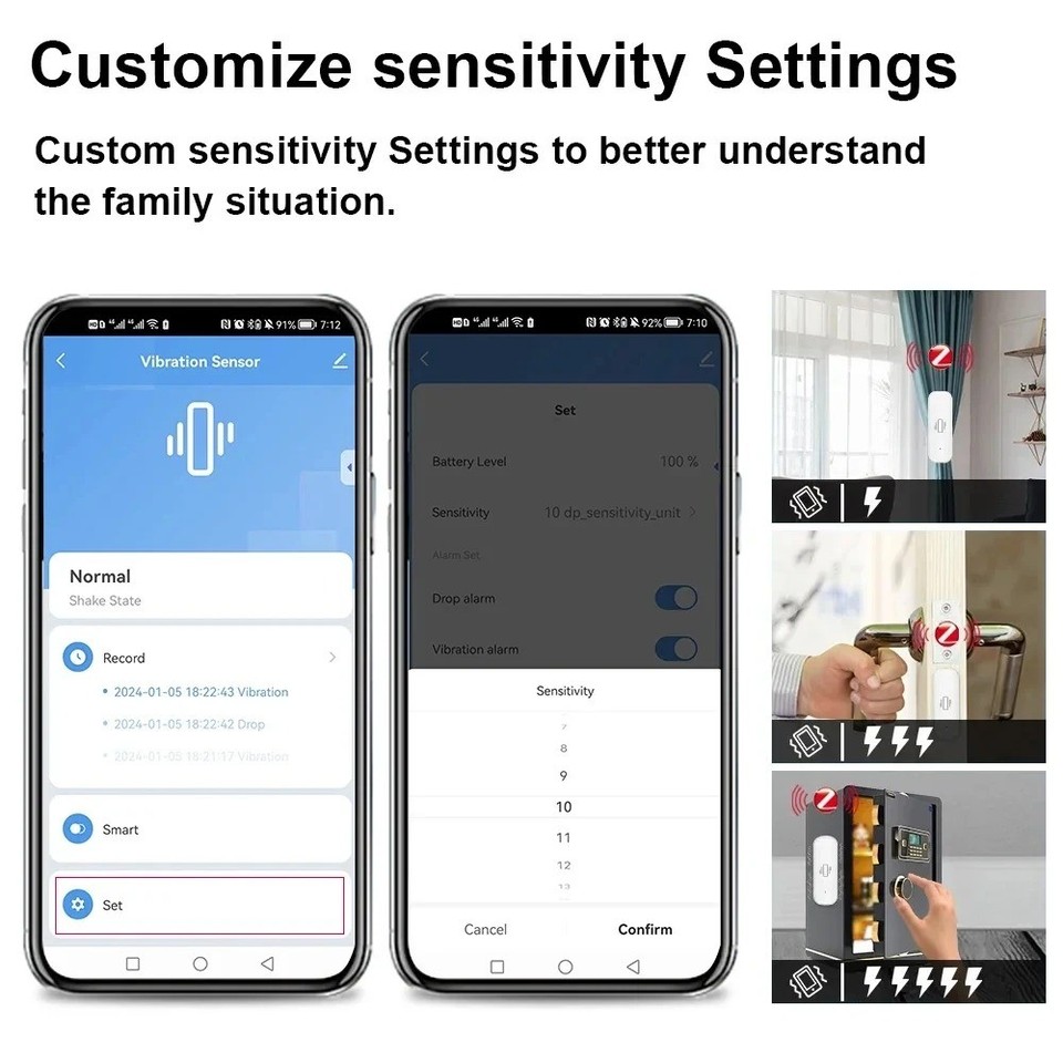 Smart Vibration Sensor ZigBee Sensor Monitor App Control Security ...