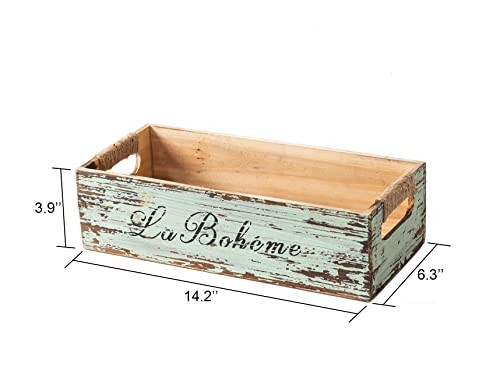 TIMRIS Farmhouse Distressed Wooden Storage Box, Rustic Distressed Green ...
