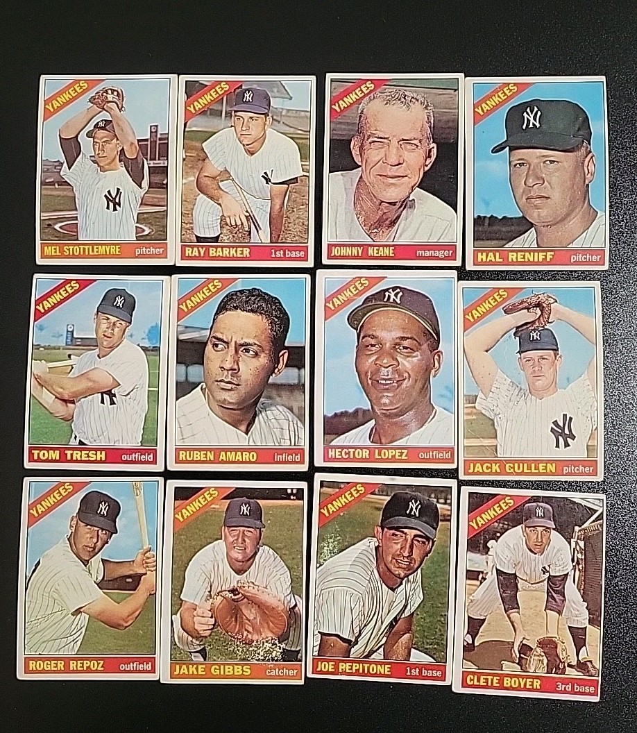 1966 Topps Baseball - New York Yankees (12) - W/ Mel Stottlemyre and ...