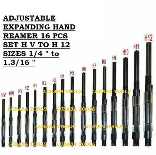 ADJUSTABLE EXPANDING HAND REAMER 16 PCS SET H V TO H 12 SIZES 1/4 " to ...