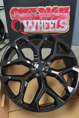 28" Inch Gloss Black Replica G09 Snowflake Wheels Rims 348 CV98 ...
