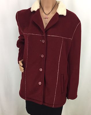 St John's Bay Maroon Red Jacket Button Coat Womens Size L 161011/WHB | eBay