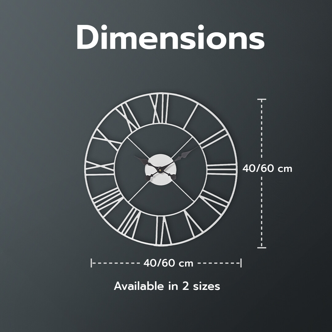 EXTRA LARGE ROMAN NUMERALS SKELETON WALL CLOCK BIG GIANT OPEN FACE ...