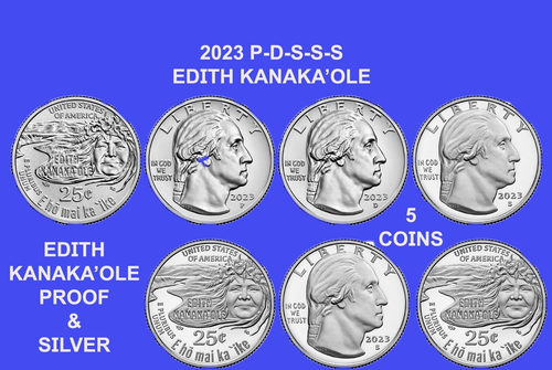 2023 P-D-S-S -S"Edith Kanaka'ole American Women Quarters ( 5 ) Coins ...