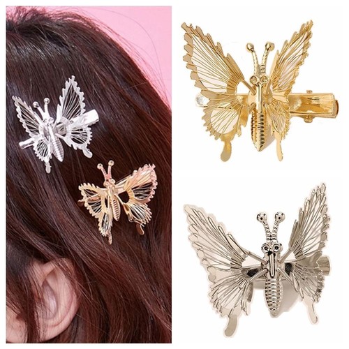 Spring Butterfly Hair Clip Gold Silver Bangs Hairclip | eBay