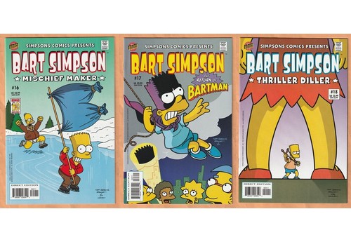 Bongo SIMPSONS COMICS PRESENTS BART SIMPSON No. 16 17 18 (2004) Nice ...