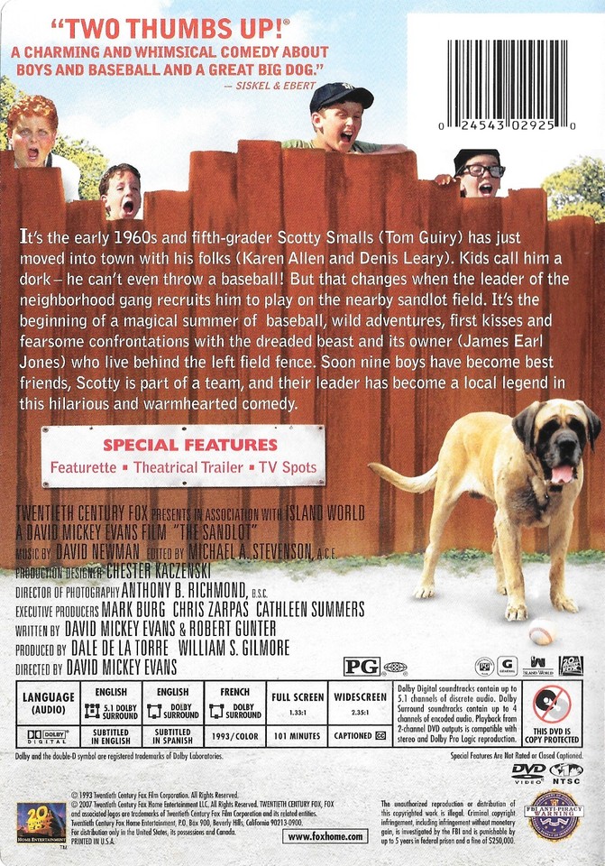 The Sandlot - James Earl Jones, Denis Leary, Karen Allen, Tom Guiry ...