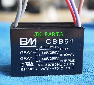 BM Cbb61 4.5uf 6uf 5uf 5 Wire 250vac Ceiling Fan Capacitor UL Certified ...