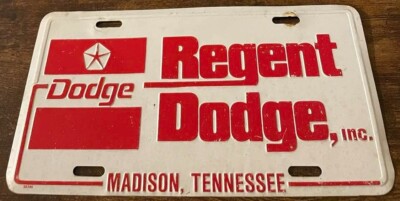 Regent Dodge Dealership Booster License Plate Madison Tennessee Dealer ...
