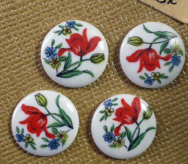 Vintage 10mm Cabochons,Red Rose Cabochons,Limoges Cabochons,Japan Round ...