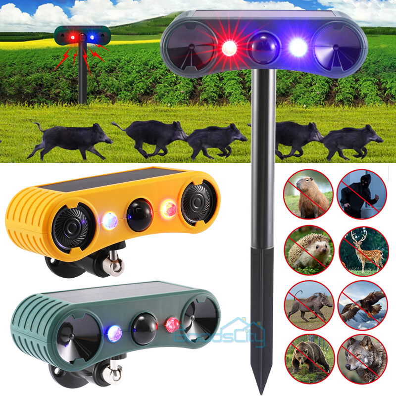 Animal Repeller Ultrasonic Solar Power Outdoor Pest Cat Mice Deer ...