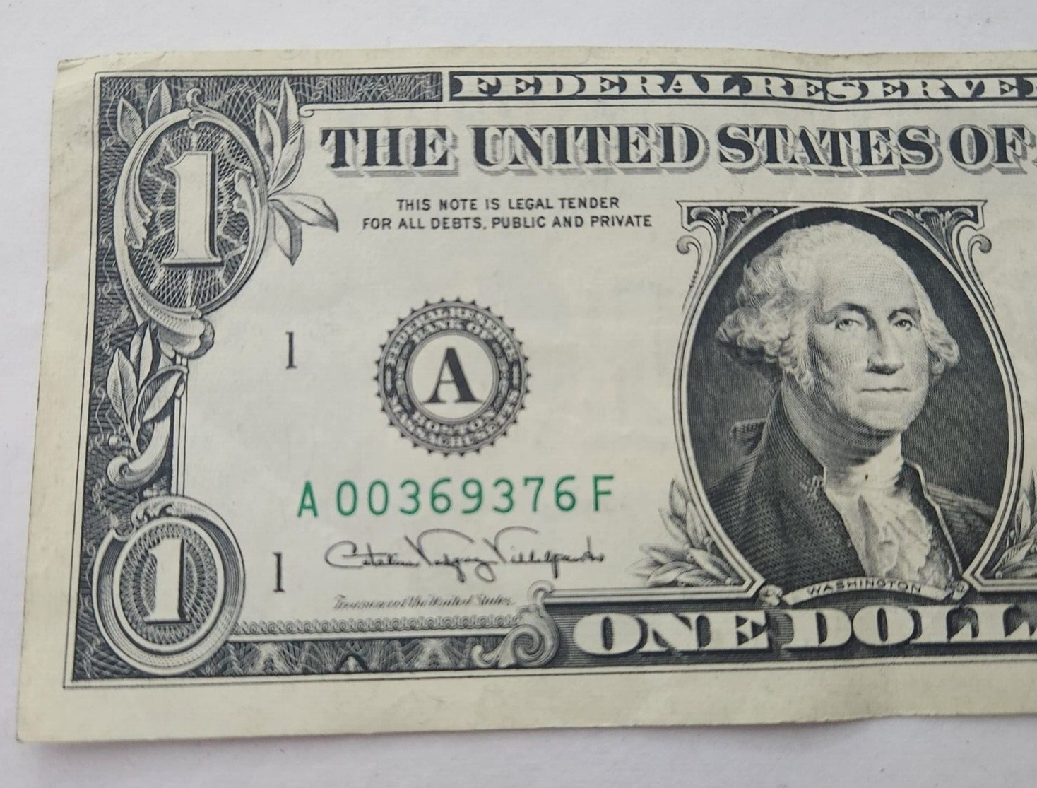 1988A $1 Web Note Dollar Bill A003369376F Low Number 5 /6 | eBay