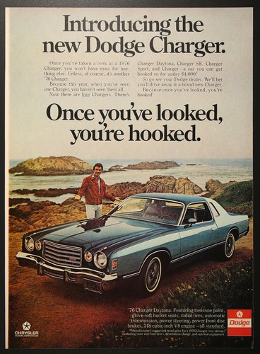 Dodge Charger Looked Hooked Vintage Print Ad 1975 | eBay