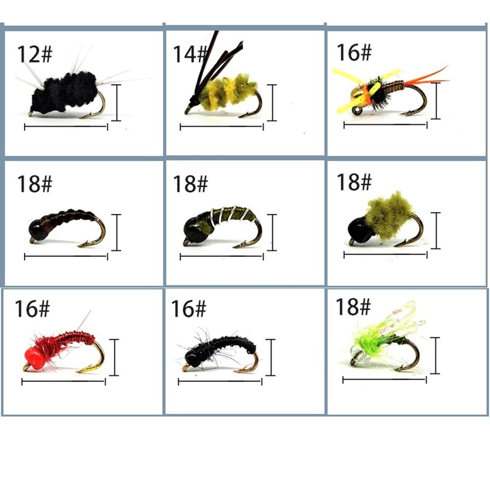 96pcs Fly Fishing Flies Assortment Kit Dry Wet Flies Nymphs with Fly ...